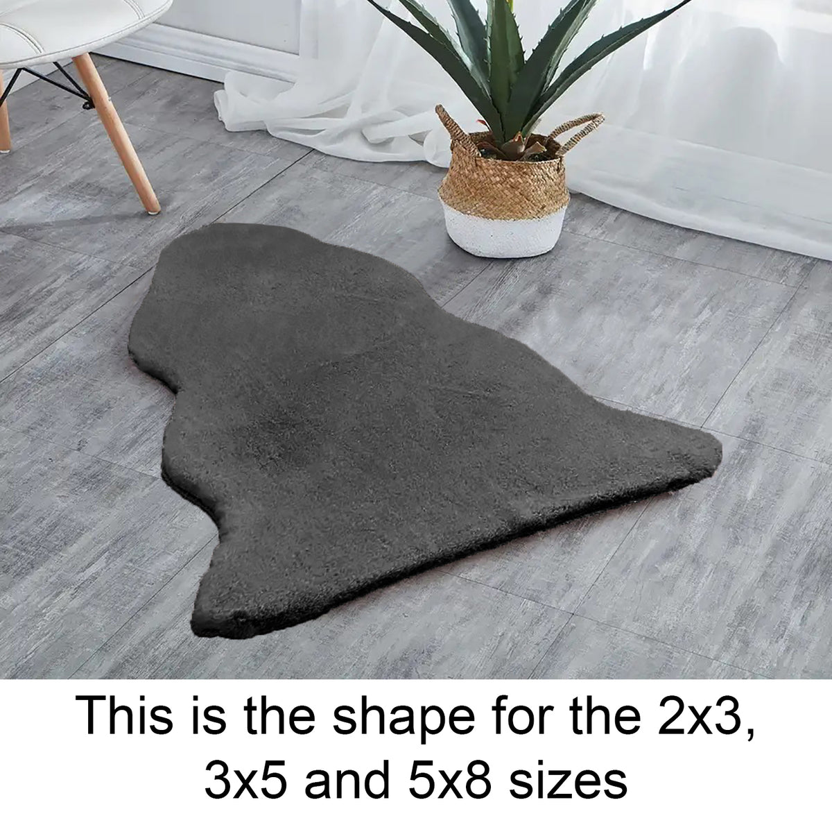 Grey Faux Rabbit Fur Fuzzy Soft Fluffy Plush Cozy Shaggy Area Rug ...