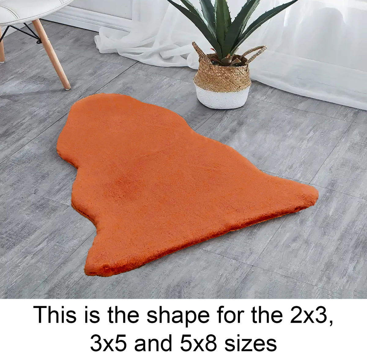 Orange Faux Rabbit Fur Fuzzy Soft Fluffy Plush Cozy Shaggy Area Rug ...